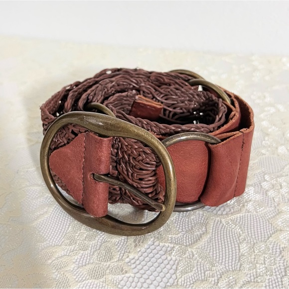 CAbi | Accessories | Cabi Leather Brown Braided Boho Metal Ring Western ...